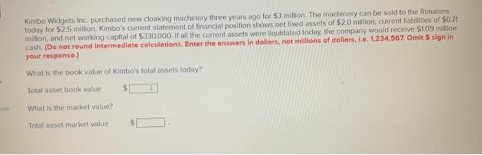 Solved Kimbo Widgets Inc. purchased new cloaking machinery | Chegg.com