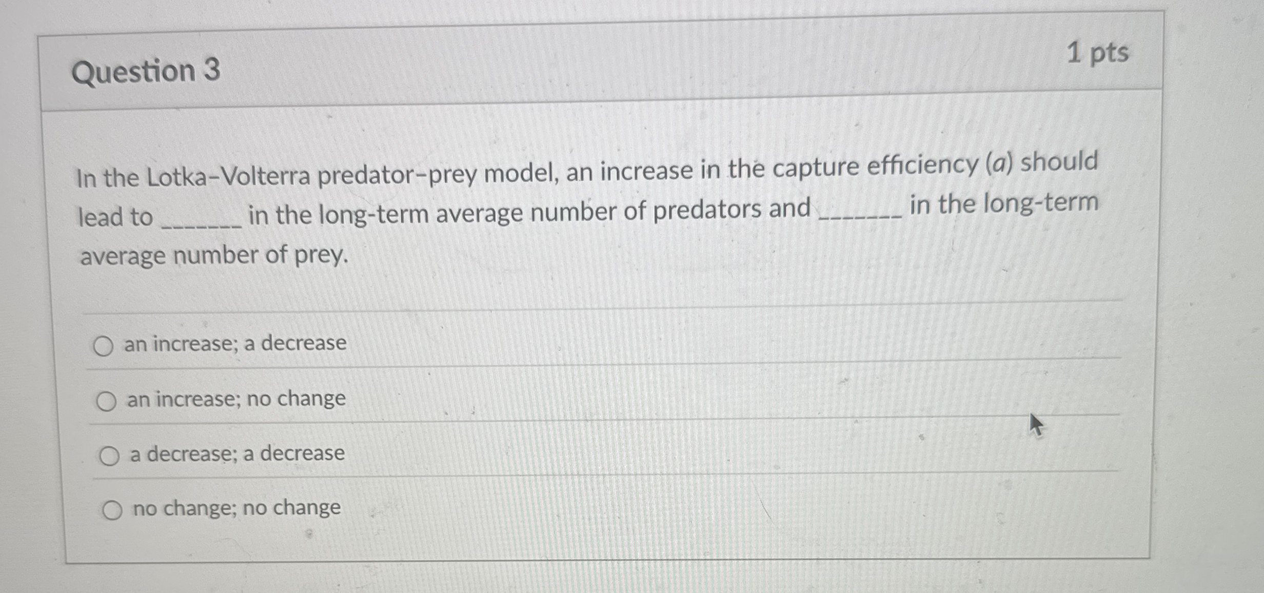 Solved Question 31 ﻿ptsIn the Lotka-Volterra predator-prey | Chegg.com