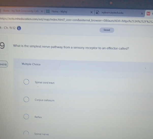 Solved What is the simplest nerve pathway from a sensory | Chegg.com