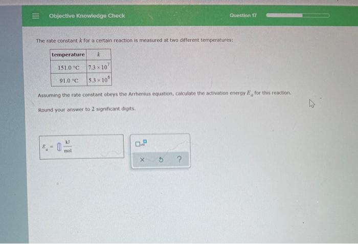 Solved Objective Knowledge Check Question 17 The rate | Chegg.com