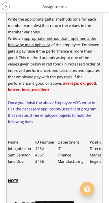 Solved PA06 Employee ADT Create an Employee ADT using the | Chegg.com