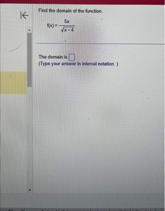 Solved Find the domain of the function. f(x)=x−45x The | Chegg.com