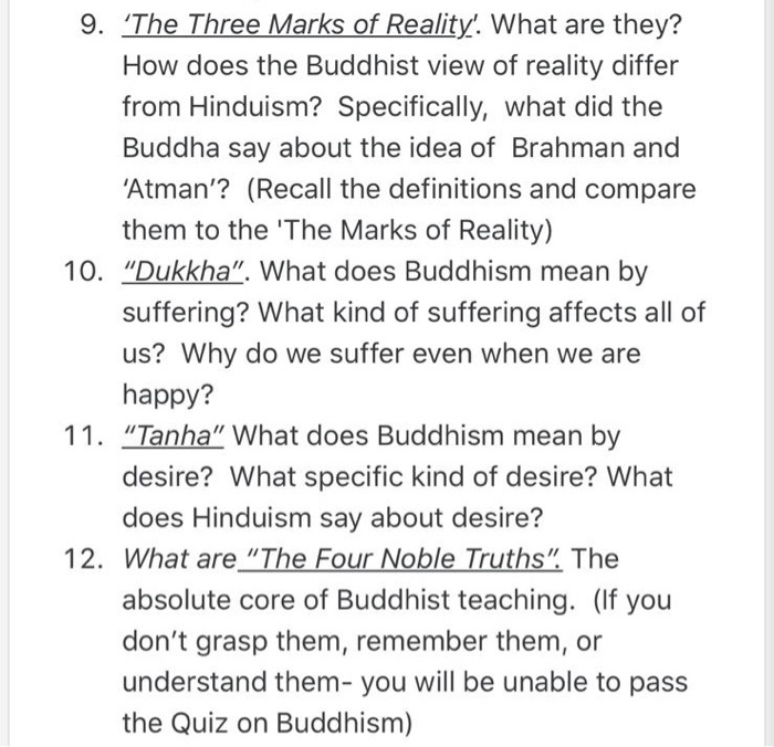9. 'The Three Marks of Reality'. What are they? How | Chegg.com