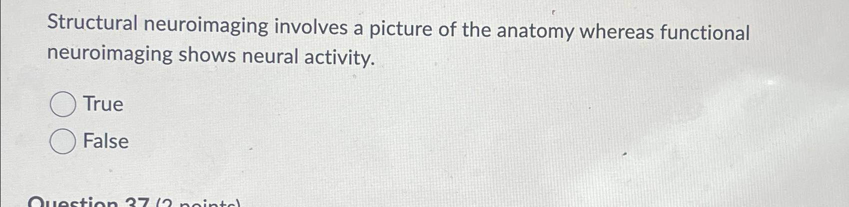 Solved Structural neuroimaging involves a picture of the | Chegg.com