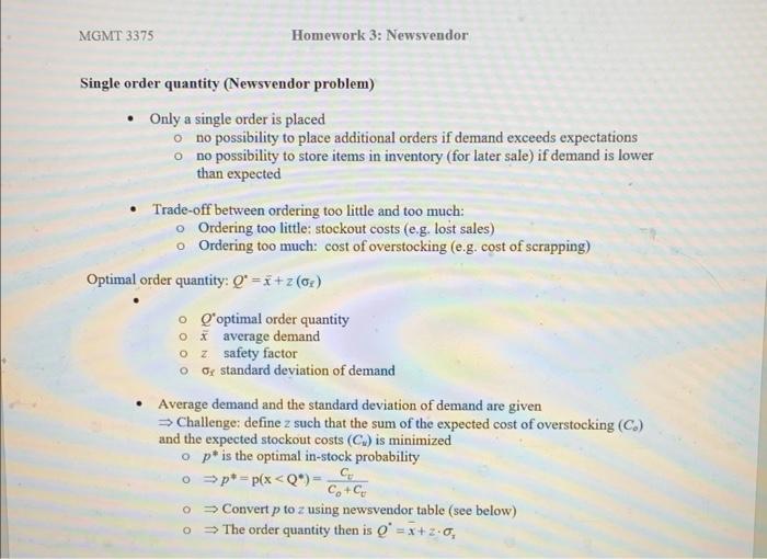 Solved al order quantity: Q∗=xˉ+z(σx) Q′ optimal order | Chegg.com