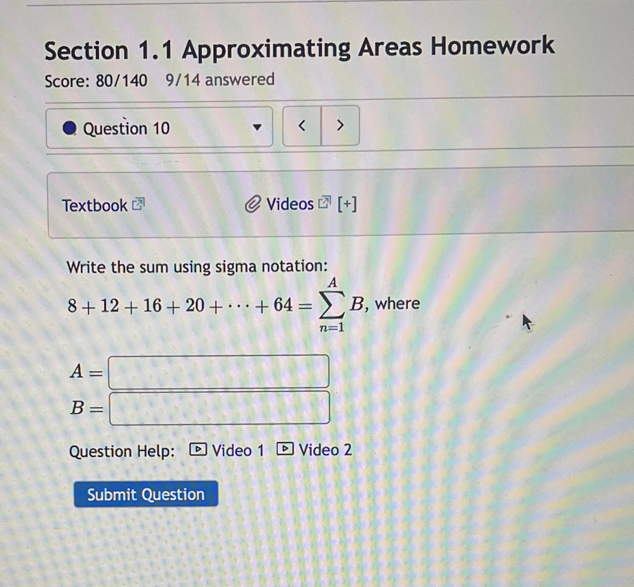 Solved Section 1.1 ﻿Approximating Areas HomeworkScore: | Chegg.com