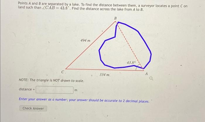 Solved Points A and B are separated by a lake. To find the | Chegg.com