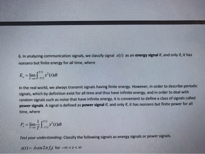 Solved 1 (10 points). Classify the following signals as | Chegg.com
