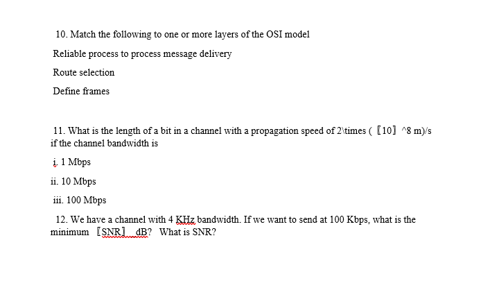 Solved Match the following to one or more layers of the OSI | Chegg.com