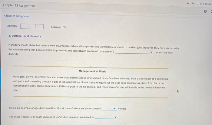 Solved a Search this course Chapter 12 Assignment | Chegg.com