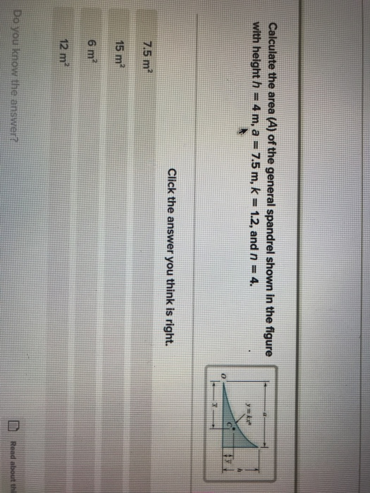 Solved Calculate the area (A) of the general spandrel shown | Chegg.com