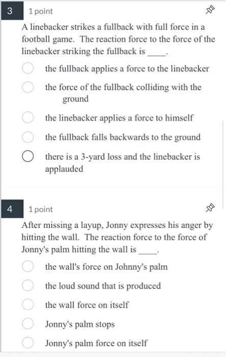 Solved A linebacker strikes a fullback with full force in a | Chegg.com