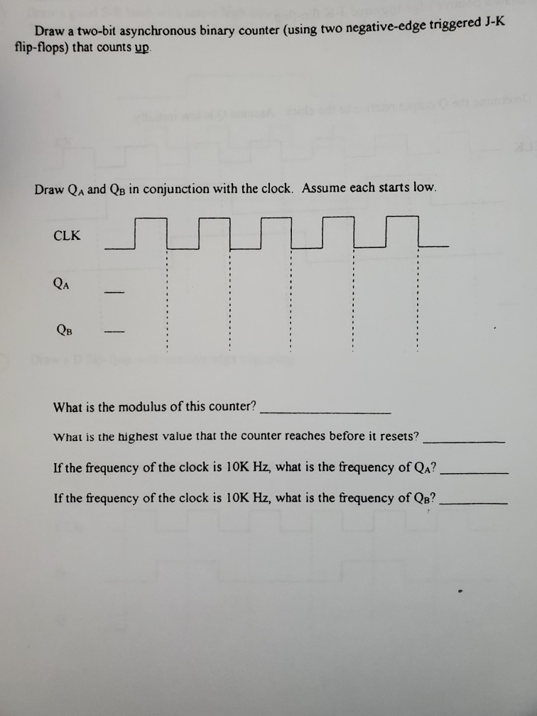 Solved Draw a two-bit asynchronous binary counter (using two | Chegg.com