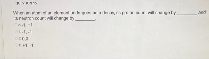 Solved When an atom of an element undergoes beta decay, its | Chegg.com