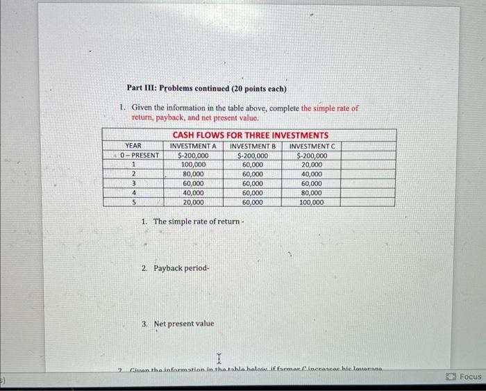 Solved Part III: Problems continued ( 20 points each) 1. | Chegg.com