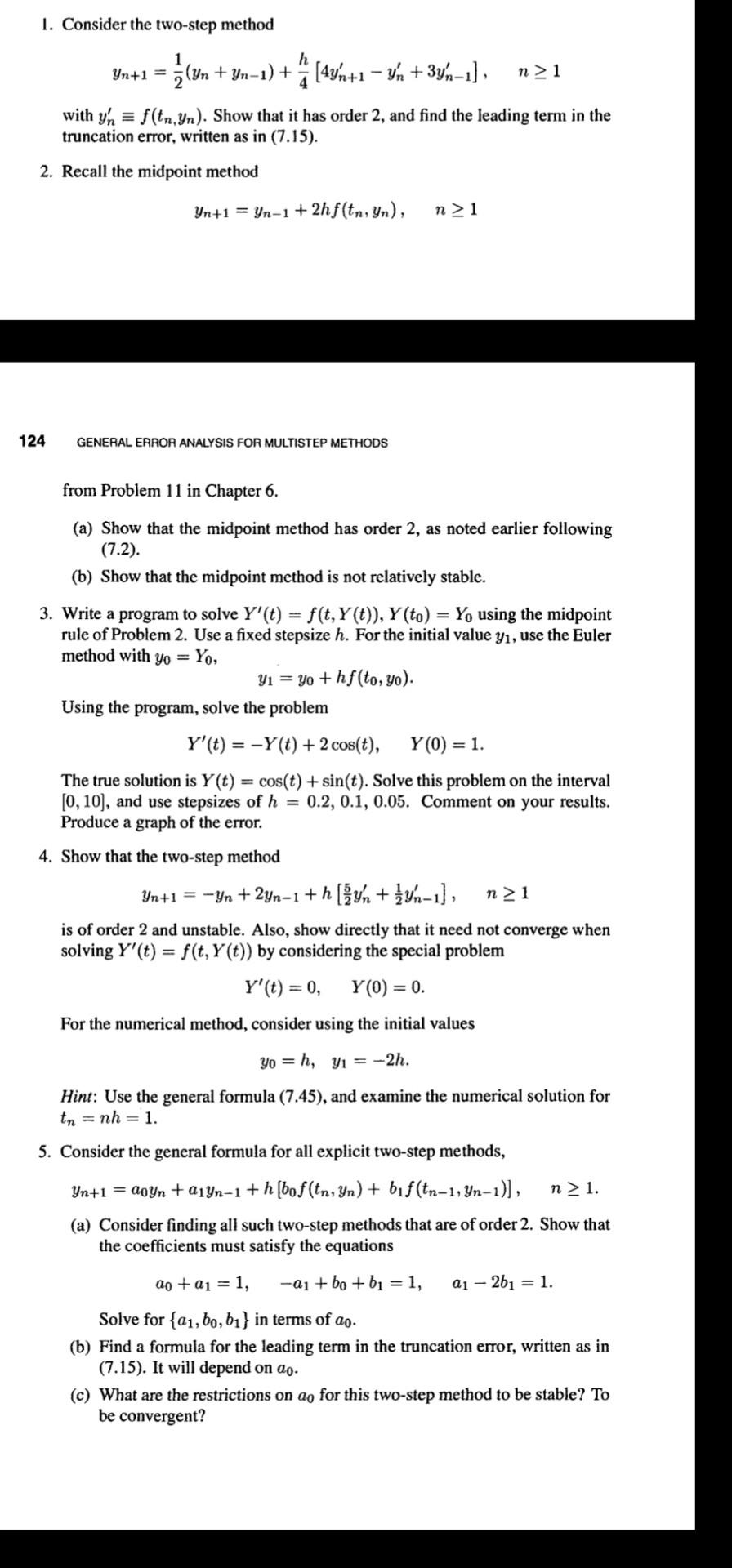 Solved 1. Consider the two-step method | Chegg.com
