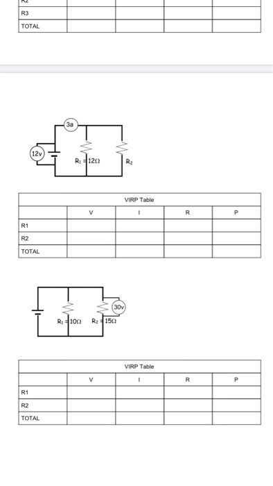 Solved R3 TOTAL 120 VIRP Table TOTAL LR 20n Red R100 R150 | Chegg.com