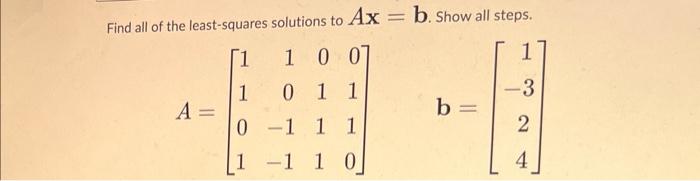 Solved Find all of the least-squares solutions to Ax=b. Show | Chegg.com