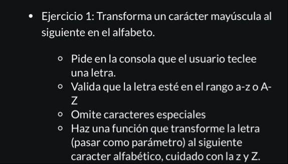 Solved Exercise 1: Transform a capital character into the | Chegg.com