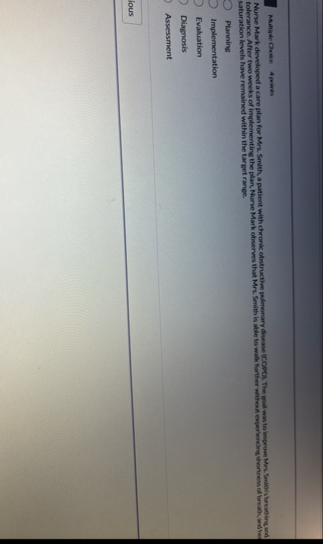 Solved Multiple Choice4 ﻿prointsNurse Mark developed a care | Chegg.com