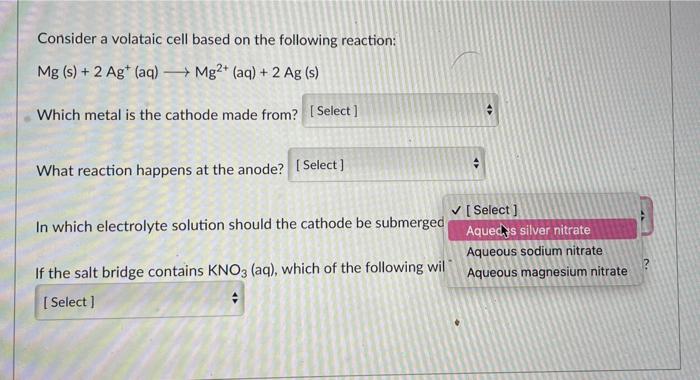 Solved Question 2 5 pts Consider a volataic cell based on | Chegg.com