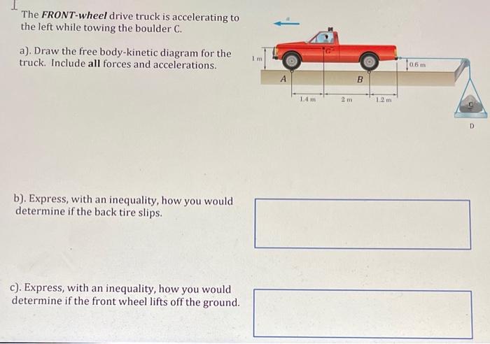 Solved The FRONT-wheel drive truck is accelerating to the | Chegg.com