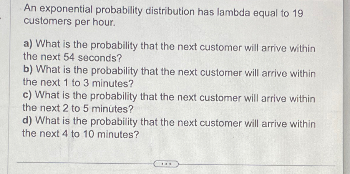 An exponential probability distribution has lambda | Chegg.com