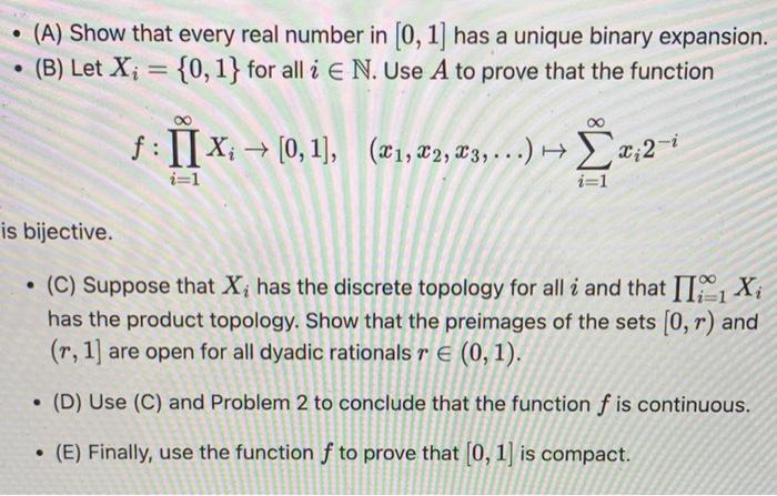 Solved Given a real number x∈[0,1] the binary expansion of x | Chegg.com