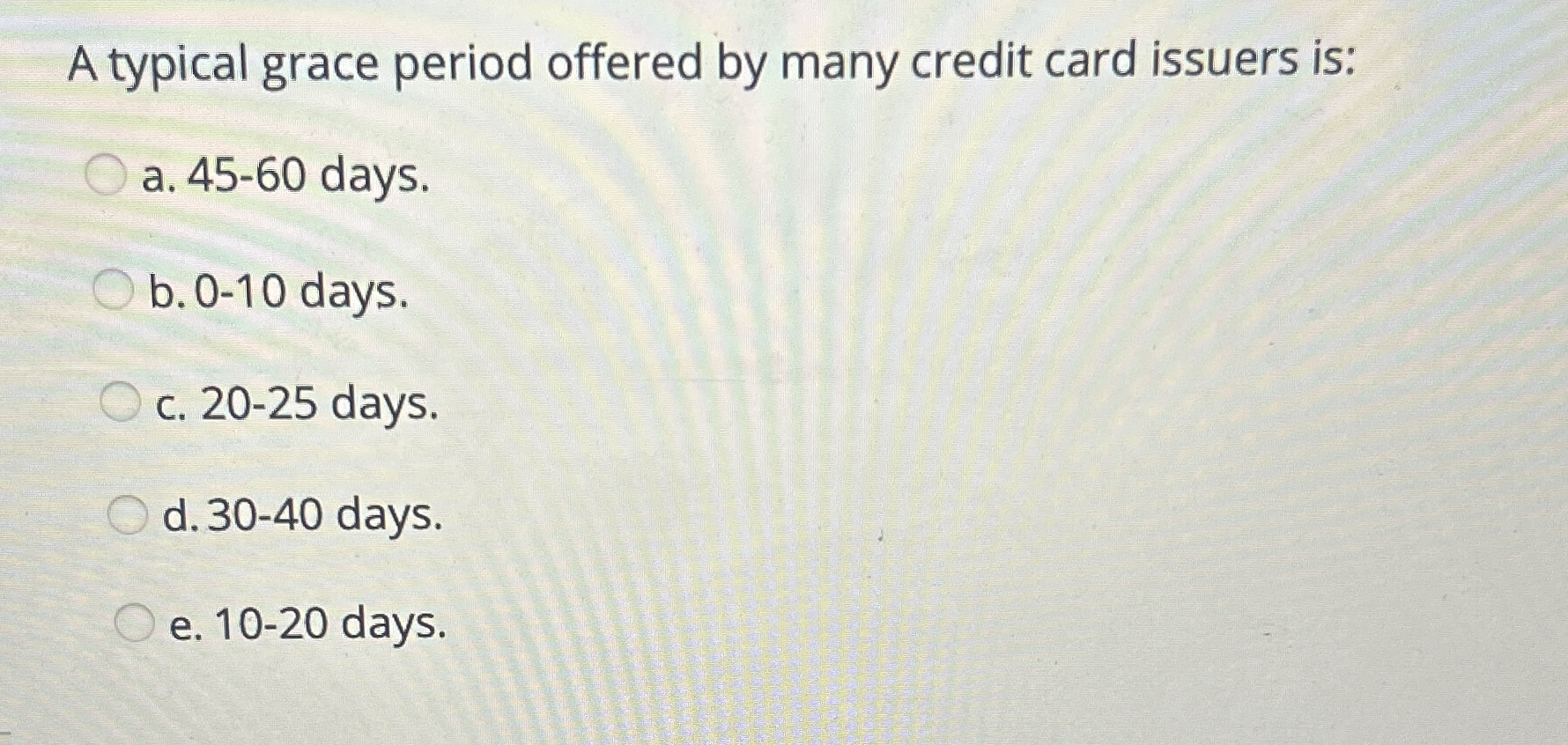 Solved A typical grace period offered by many credit card | Chegg.com