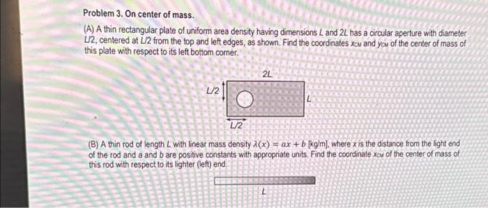 Solved Problem 3. On center of mass. (A) A thin rectangular | Chegg.com