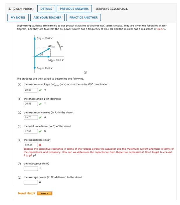 Solved Engineering students are learning to use phasor | Chegg.com
