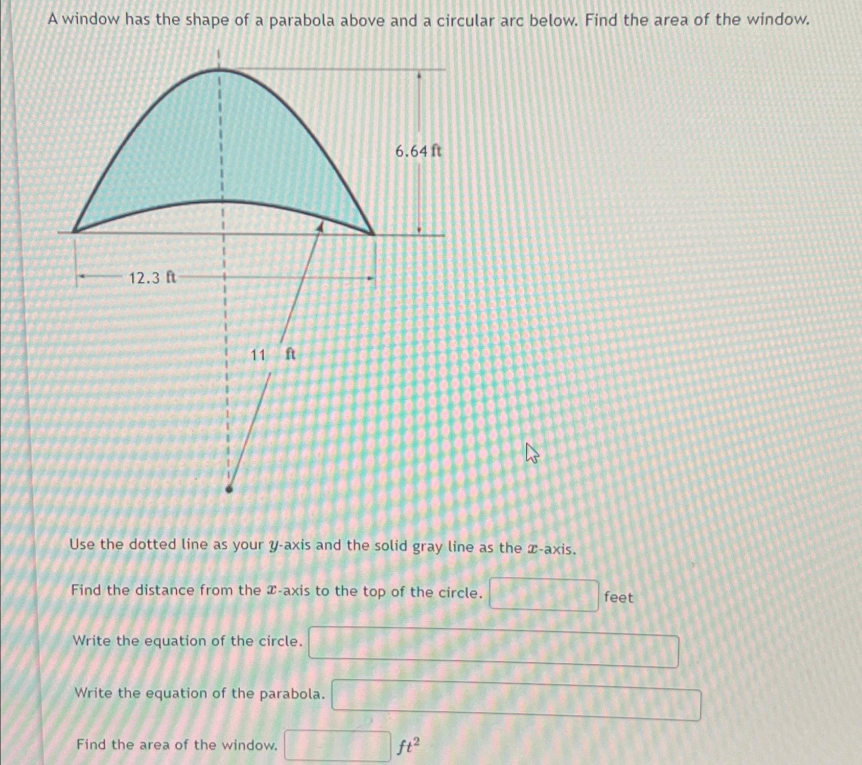 Solved A window has the shape of a parabola above and a | Chegg.com