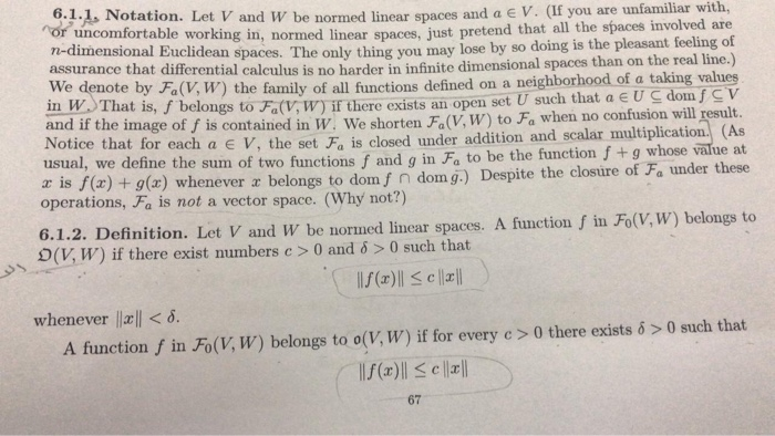 Solved 0.1.1 Notation. Let V and W be normed linear spaces | Chegg.com