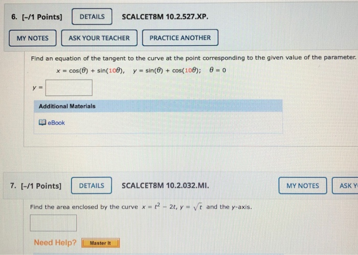 Solved 6. (-/1 Points) DETAILS SCALCET8M 10.2.527.XP. MY | Chegg.com