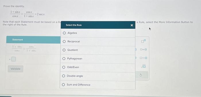 Solved Prove the identity. cosx1+sinx+1+sinxcosx=2secx Note | Chegg.com