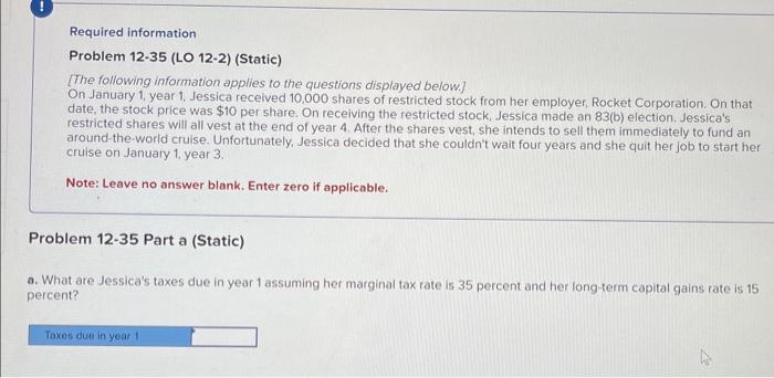 Solved Required information Problem 12-35 (LO 12-2) (Static) | Chegg.com