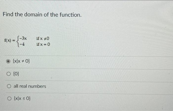 Solved Find the domain of the function. f(x) = [-3x 1-4 | Chegg.com
