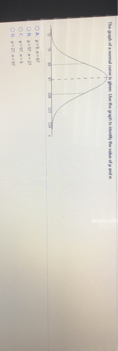 Solved The graph of a normal curve is given. Use the graph | Chegg.com
