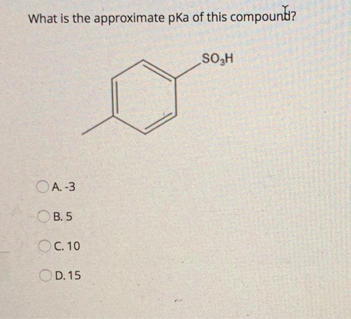 Solved What is the approximate pKa of this compound? SO3H | Chegg.com