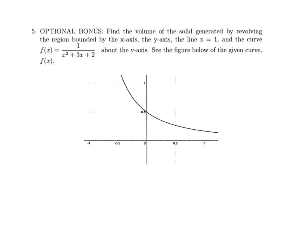 Solved OPTIONAL BONUS: Find the volume of the solid | Chegg.com