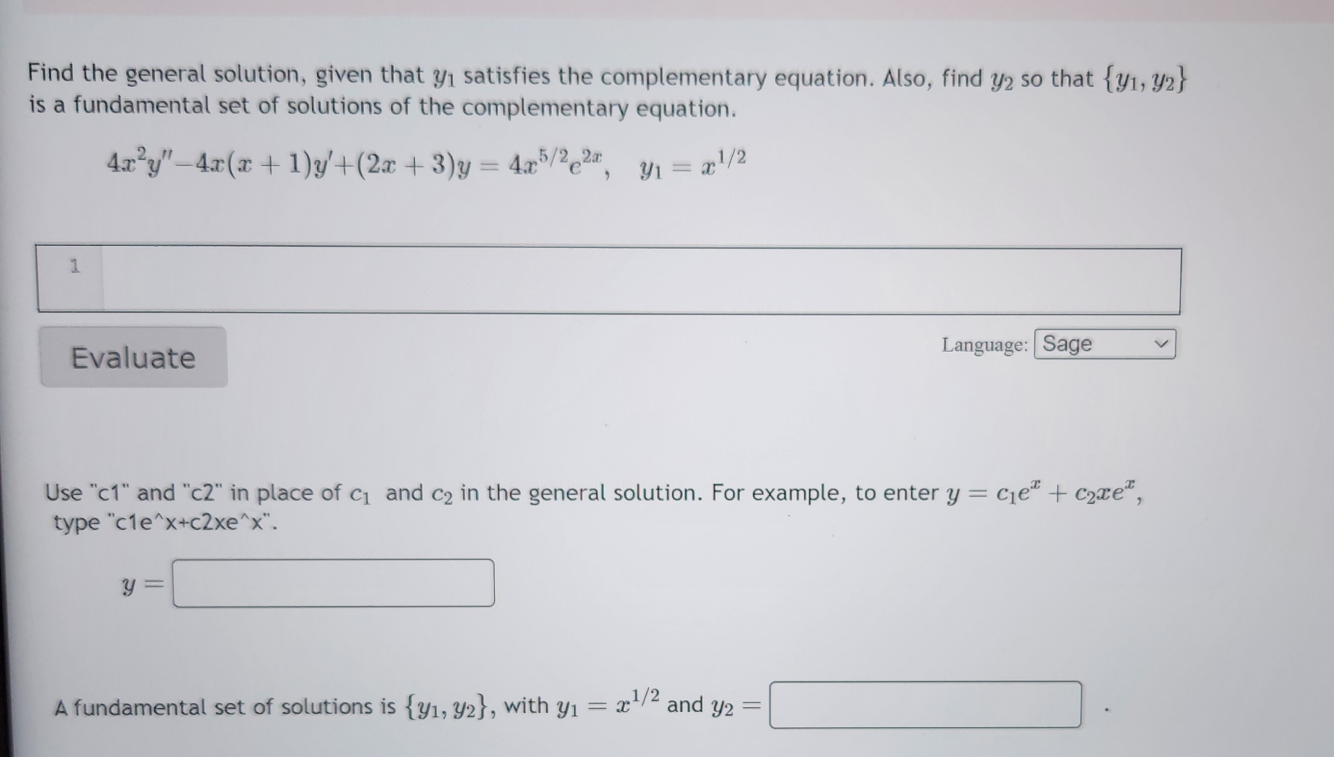 Find the general solution, given that y1 ﻿satisfies | Chegg.com
