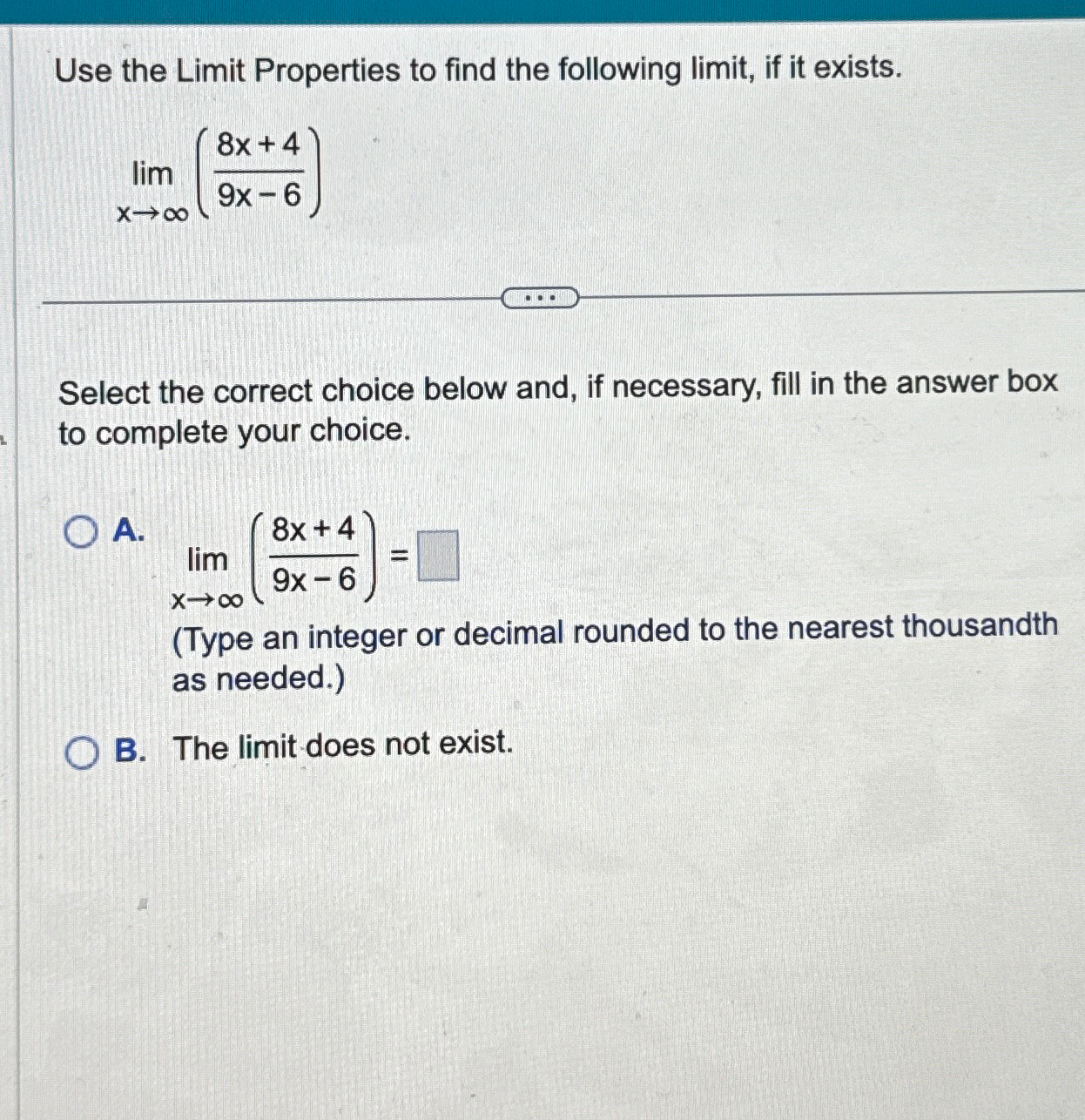 Solved Use the Limit Properties to find the following limit, | Chegg.com
