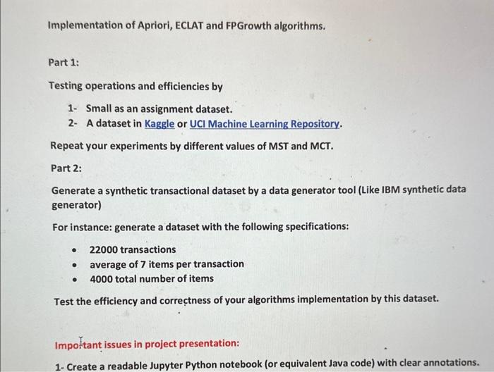 Solved Implementation Of Apriori Eclat And Fpgrowth 
