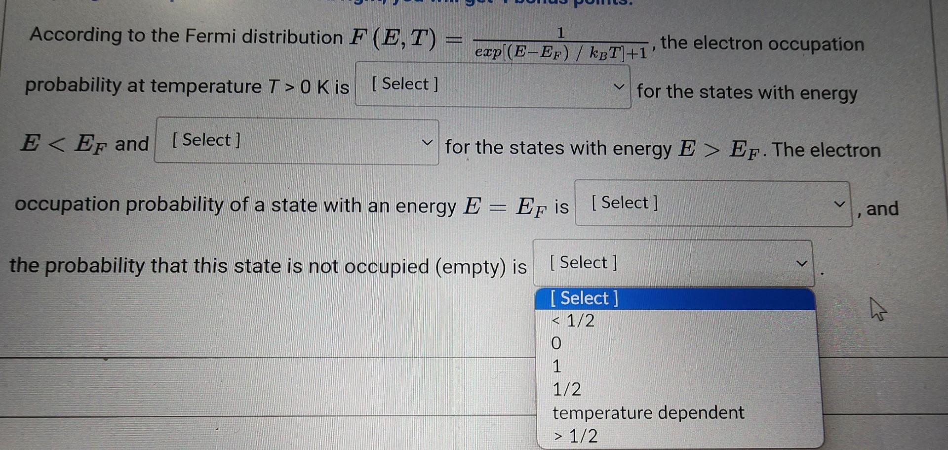 Solved According to the Fermi distribution | Chegg.com