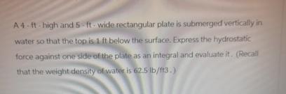 Solved A 4 - ﻿ft - ﻿high and 5 - ft - ﻿wide rectangular | Chegg.com