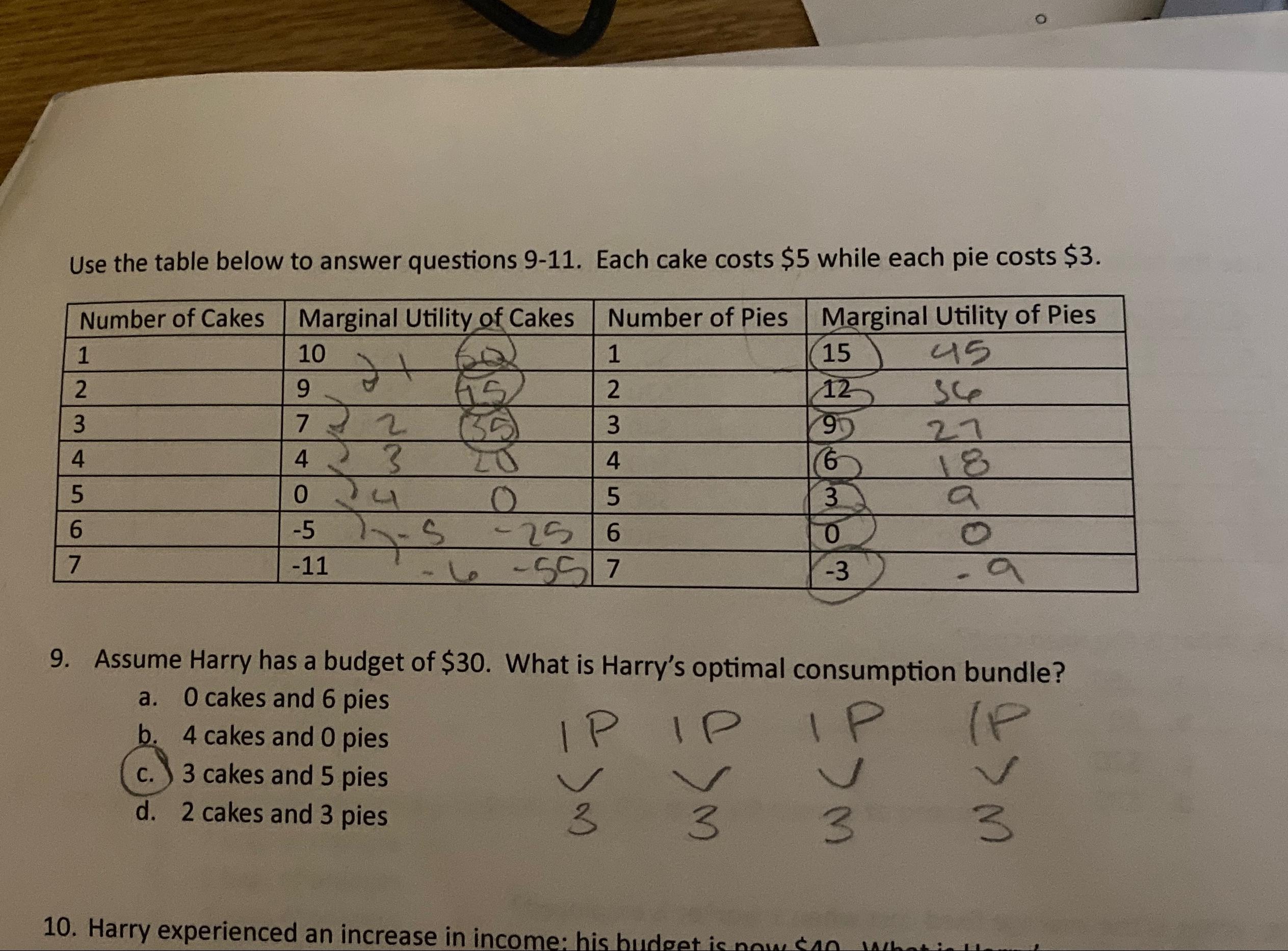 Use the table below to answer questions 9-11. ﻿Each | Chegg.com