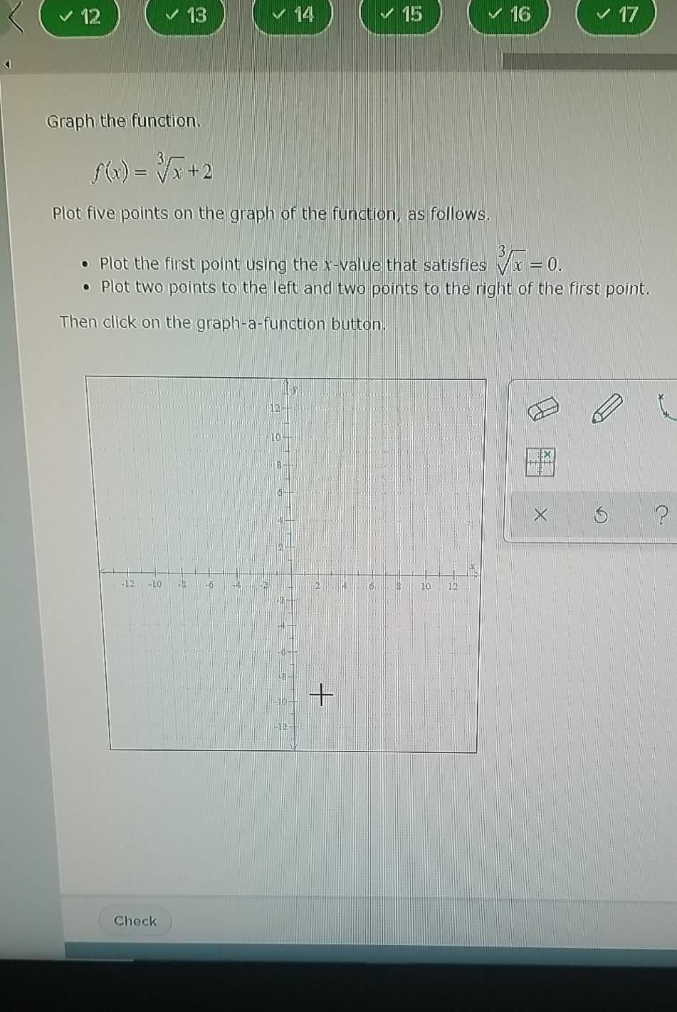 Solved 12 13 W 14 15 16 17 Graph the function. Plot | Chegg.com