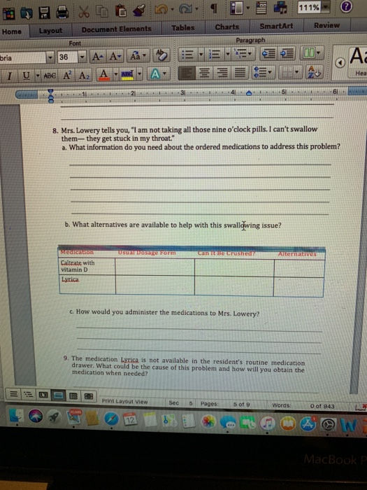 Solved Home SmartArt Review Layout Document Elements Tables | Chegg.com