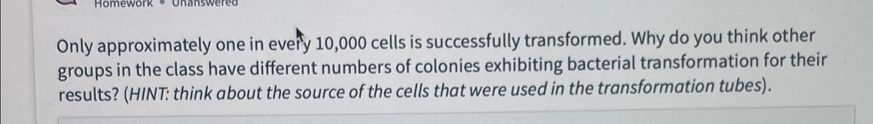 Solved Only approximately one in evety 10,000 ﻿cells is | Chegg.com
