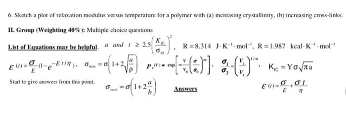 Solved 6. Sketch a plot of relaxation modulus versus | Chegg.com